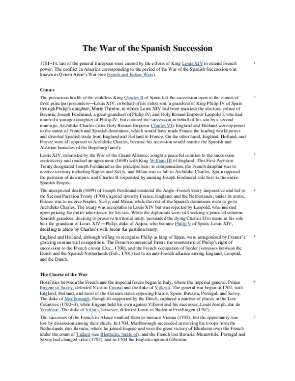 (PDF) War of the Spanish Succession