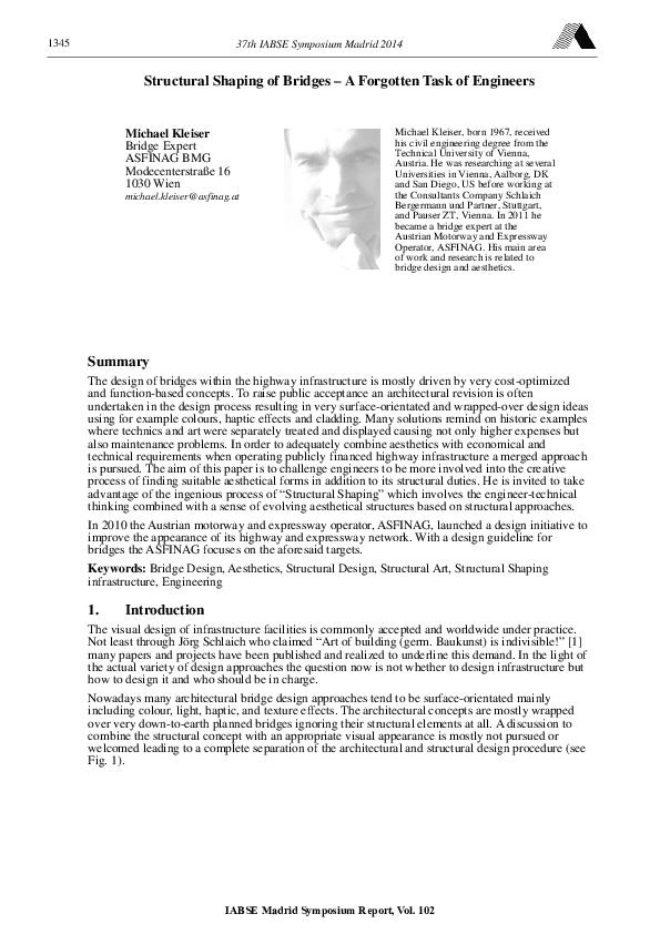 (PDF) Structural Shaping of Bridges – A Forgotten Task of Engineers