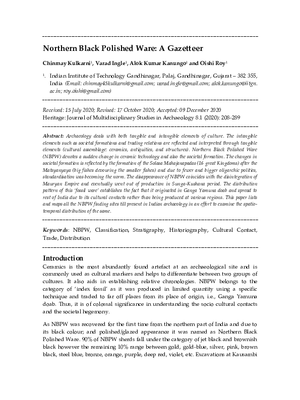 (PDF) Northern Black Polished Ware: A Gazetteer