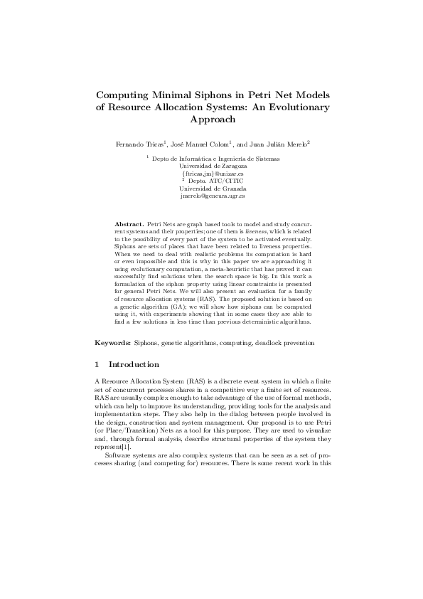 (PDF) Computing minimal siphons in Petri net models of resource allocation systems: a parallel ...