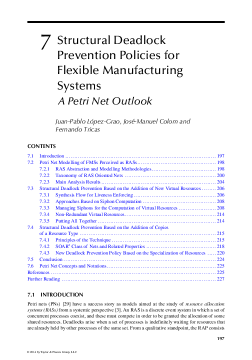 (PDF) Structural Deadlock Prevention Policies for Flexible Manufacturing Systems
