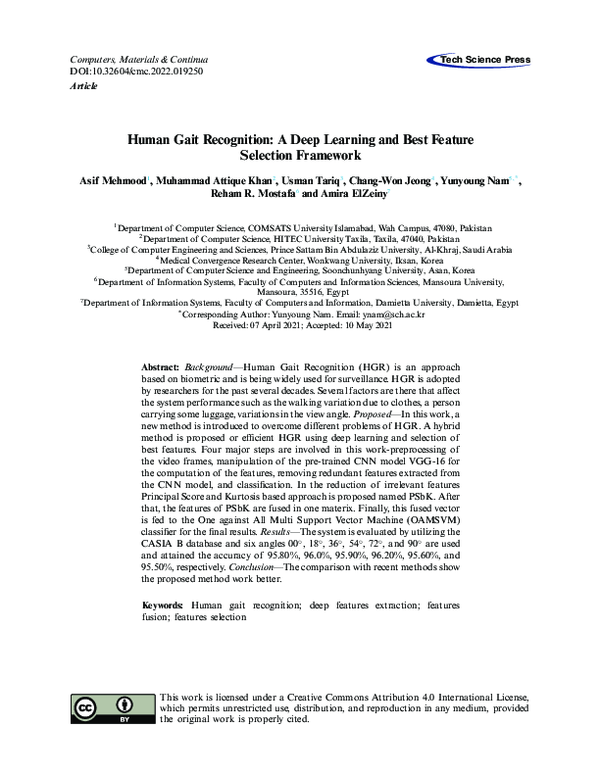 Pdf Human Gait Recognition A Deep Learning And Best Feature