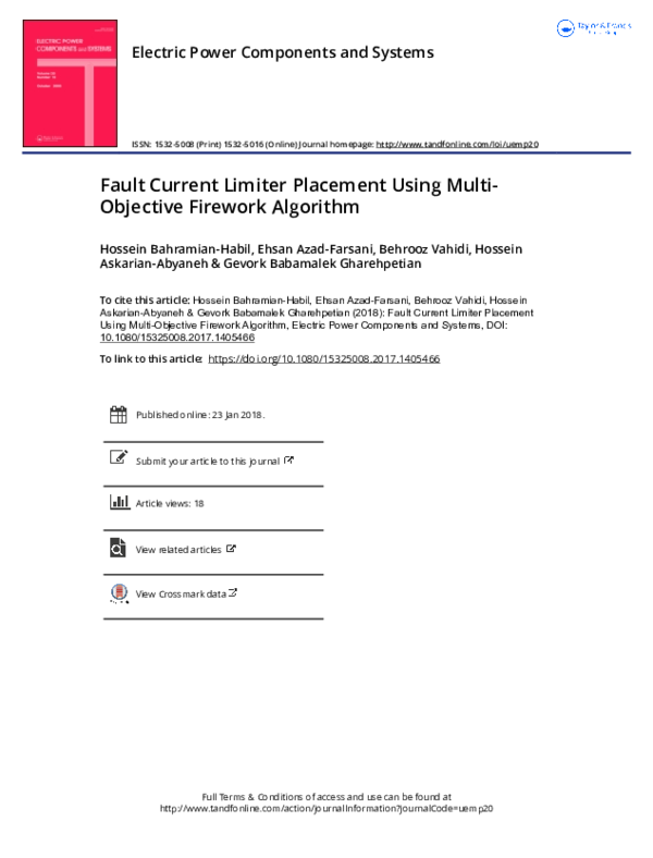 (PDF) Fault Current Limiter Placement Using Multi-Objective Firework Algorithm
