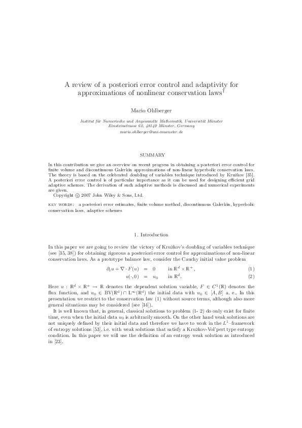 (PDF) A review ofa posteriorierror control and adaptivity for approximations of non-linear ...