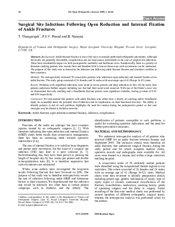 (PDF) Surgical Site Infections Following Open Reduction and Internal ...