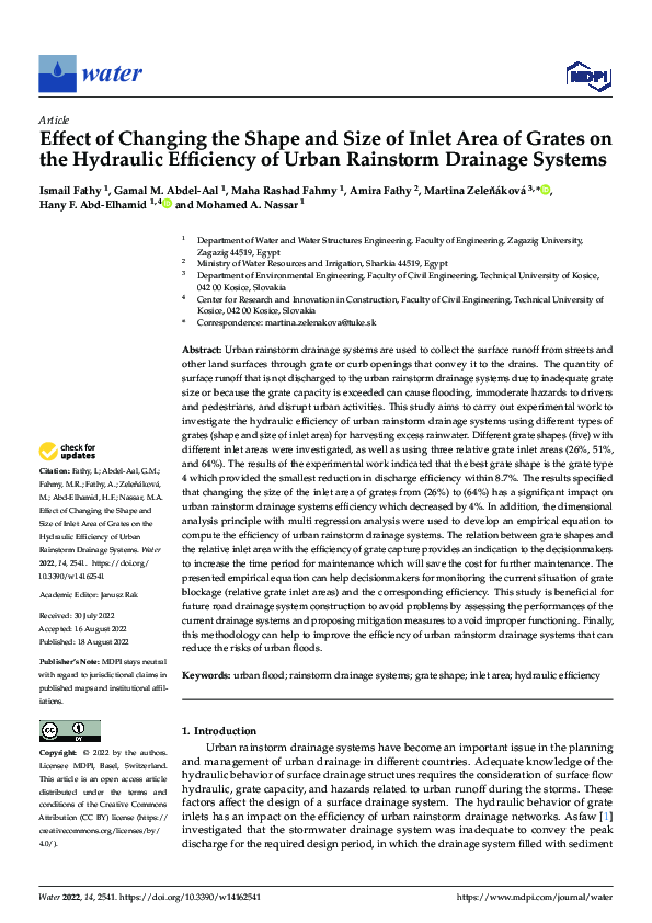 (PDF) Effect of Changing the Shape and Size of Inlet Area of Grates on ...