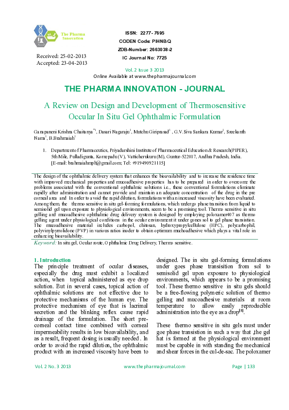 Pdf A Review On Design And Development Of Thermosensitive Occular In Situ Gel Ophthalmic