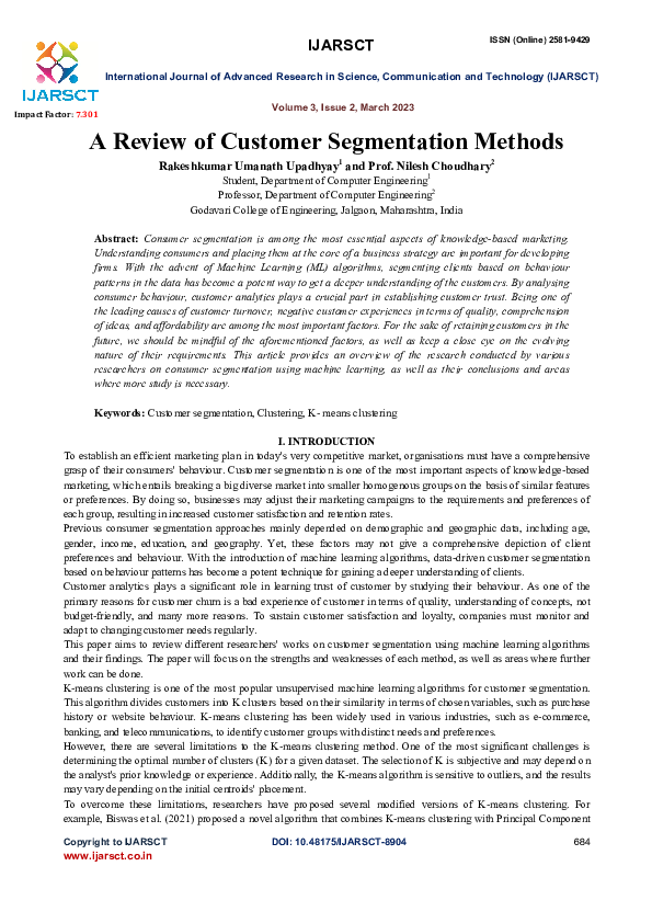 (PDF) A Review of Customer Segmentation Methods