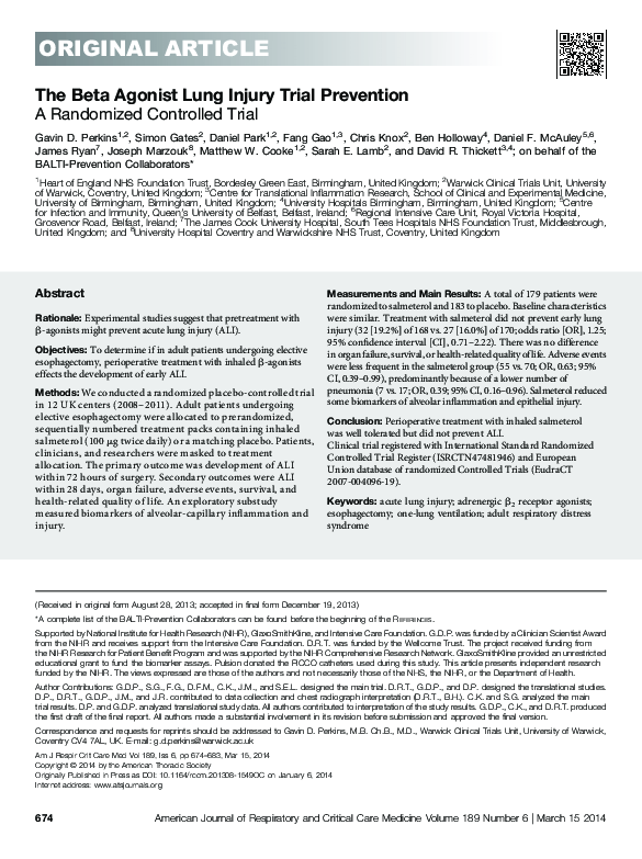(PDF) The Beta Agonist Lung Injury Trial Prevention. A Randomized ...