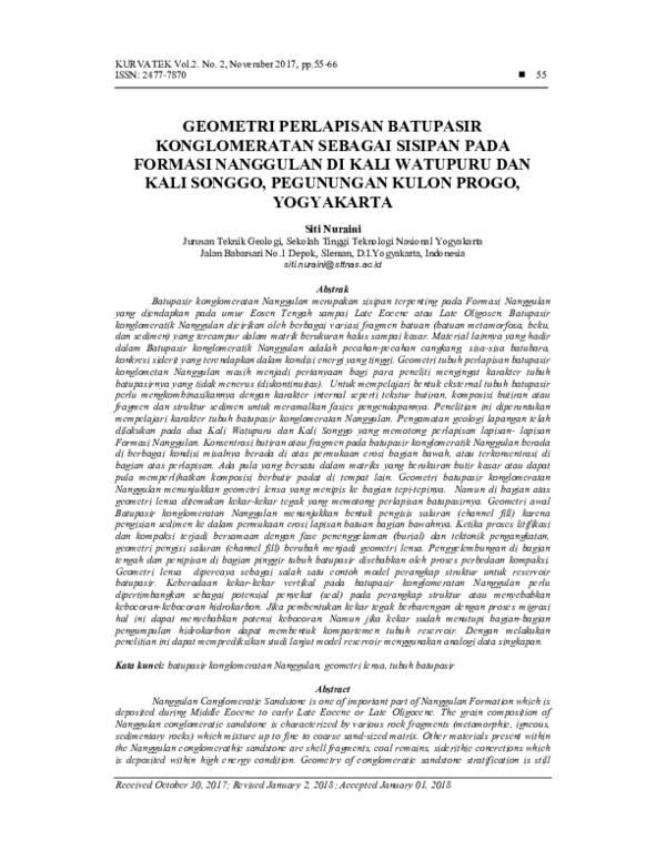 Geometri Perlapisan Batupasir Konglomeratan Sebagai Sisipan Pada ...