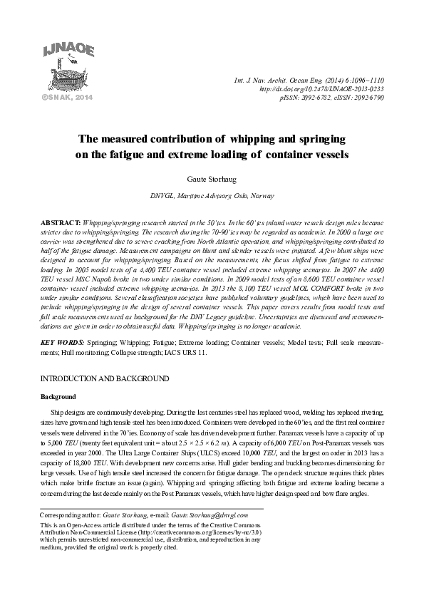 (PDF) The measured contribution of whipping and springing on the ...