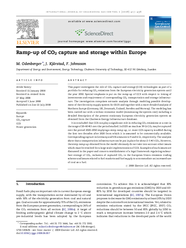 (PDF) Ramp-up of CO2 capture and storage within Europe