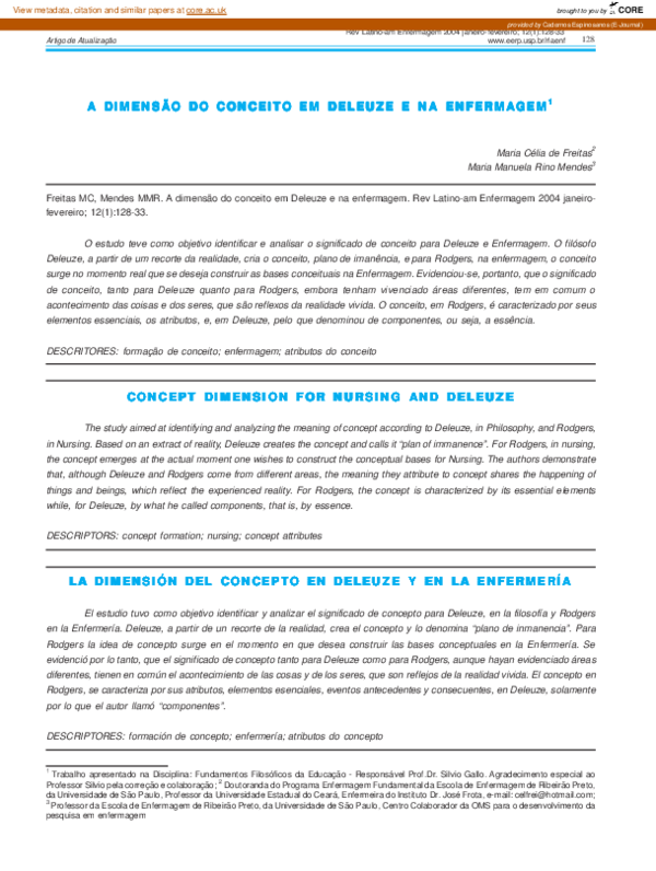 (PDF) La dimensión del concepto en Deleuze y en la enfermería