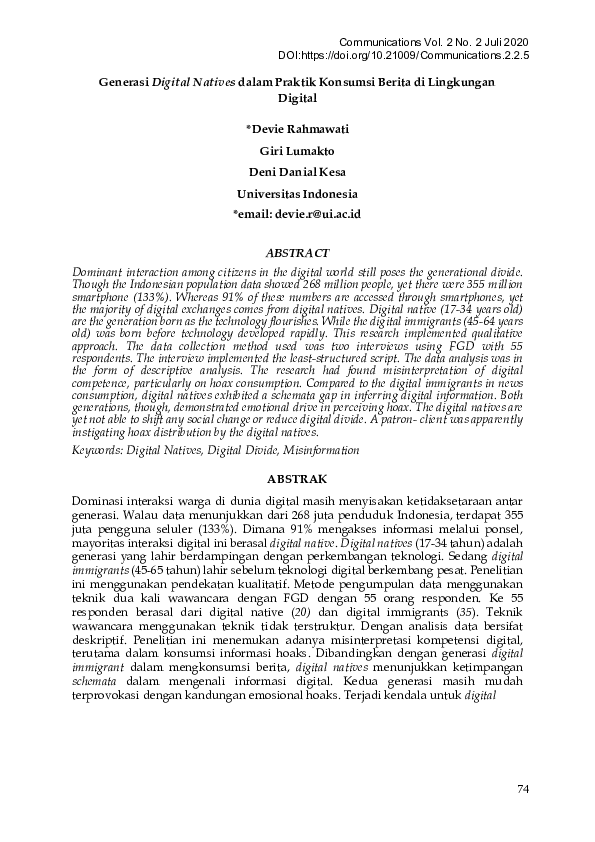 (PDF) Generasi Digital Natives dalam Praktik Konsumsi Berita di ...