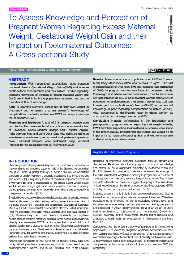 (PDF) To Assess Knowledge and Perception of Pregnant Women Regarding ...
