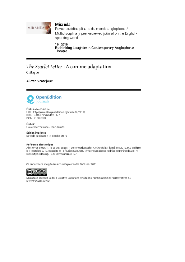 (PDF) The Scarlet Letter : A comme adaptation
