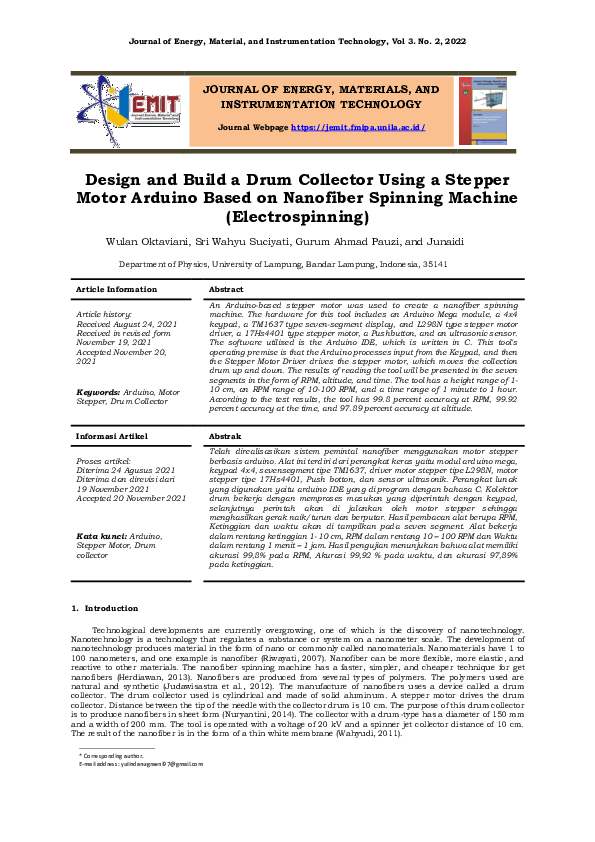 (PDF) Design and Build a Drum Collector Using a Stepper Motor Arduino ...