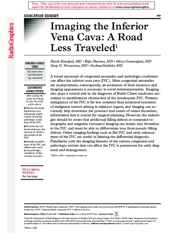 (PDF) Imaging the Inferior Vena Cava: A Road Less Traveled