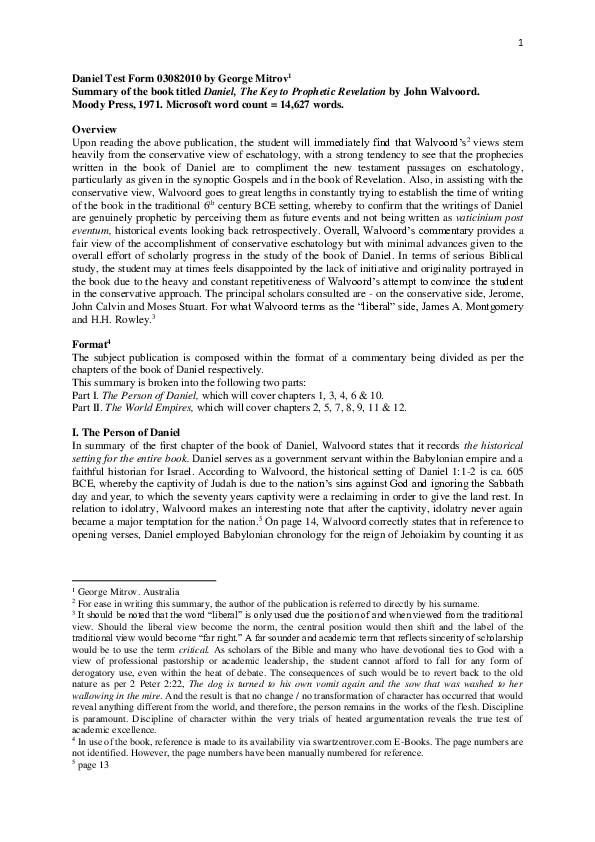 (PDF) Daniel Test Form 03082010 by George Mitrov 1 Summary of the book ...