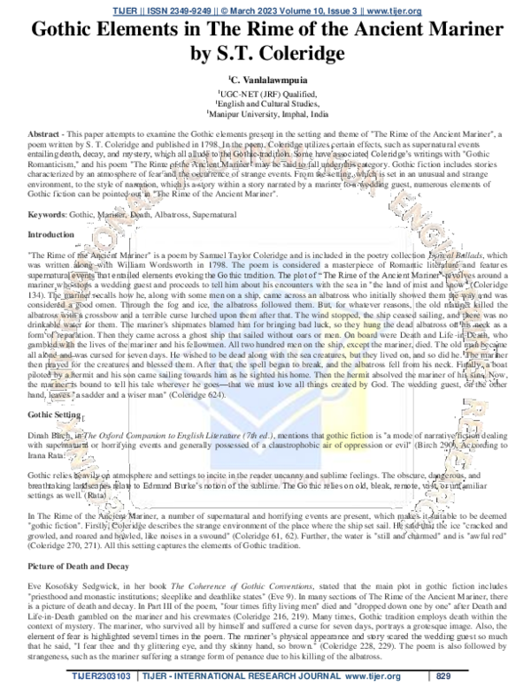 (PDF) Gothic Elements in The Rime of the Ancient Mariner by S.T. Coleridge