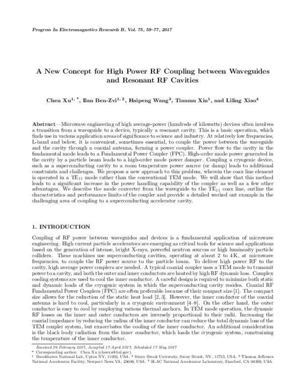 (PDF) A New Concept for High Power RF Coupling Between Waveguides and ...