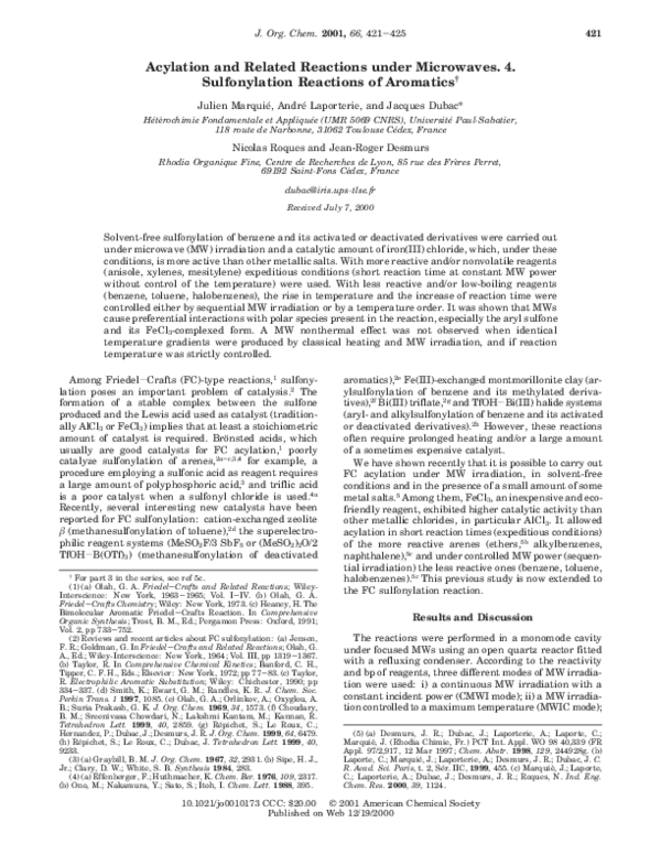 (PDF) Acylation and Related Reactions under Microwaves. 5. Development to Large Laboratory Scale ...