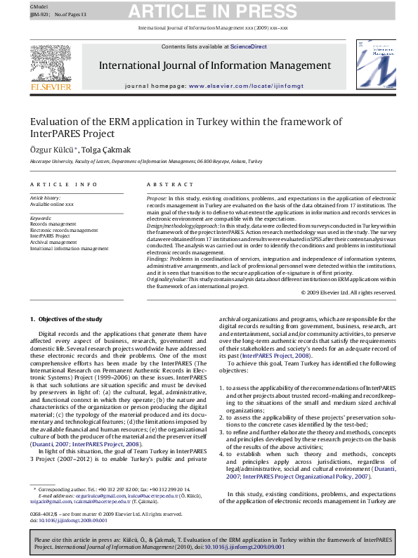 (PDF) Evaluation of the ERM application in Turkey within the framework ...