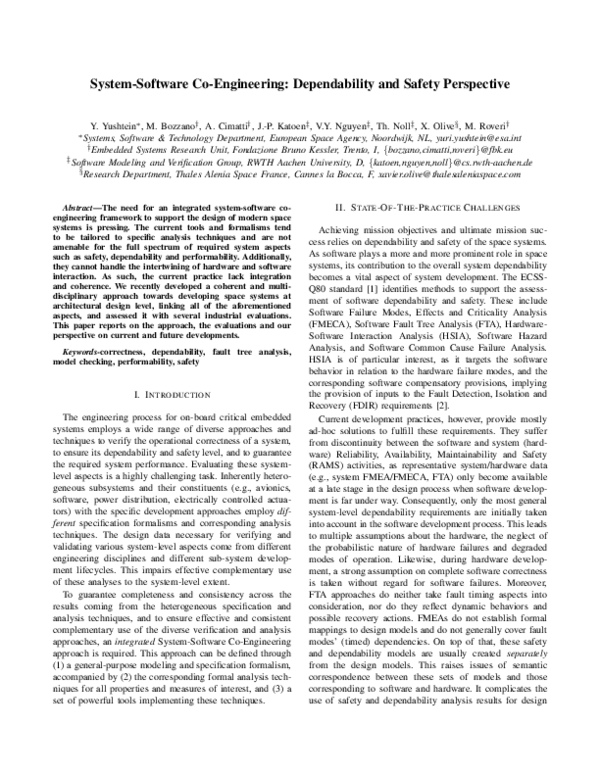 (PDF) System-Software Co-Engineering: Dependability and Safety Perspective