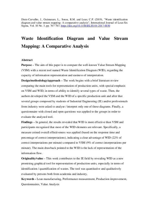 (PDF) Waste identification diagram and value stream mapping