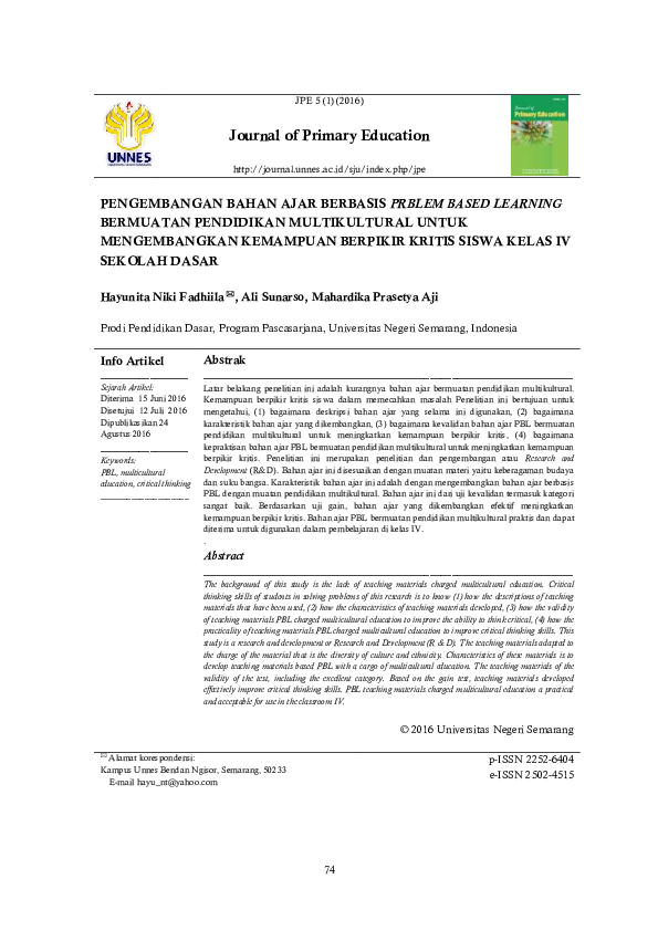 (PDF) Journal of Primary Education PENGEMBANGAN BAHAN AJAR BERBASIS ...