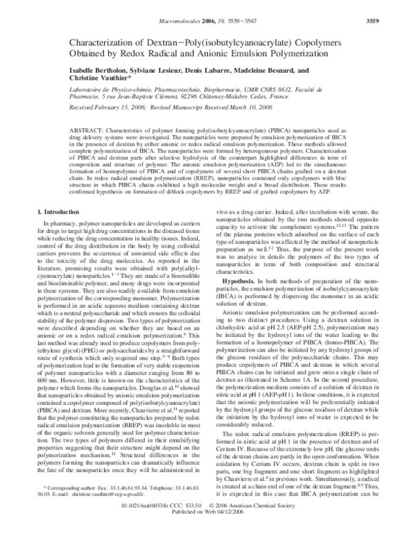 (PDF) Characterization of Dextran−Poly(isobutylcyanoacrylate ...