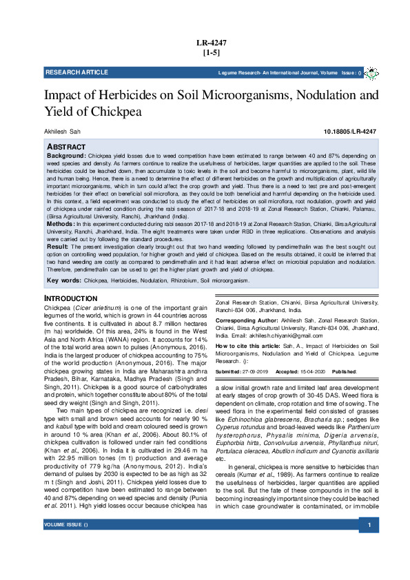 (PDF) Impact of Herbicides on Soil Microorganisms, Nodulation and Yield ...