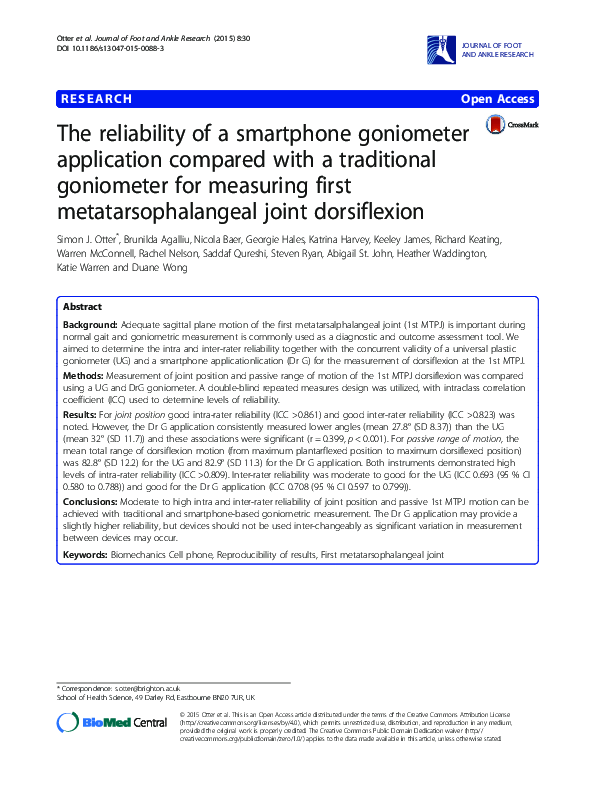 (PDF) The reliability of a smartphone goniometer application compared ...