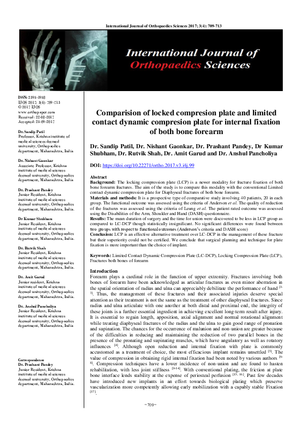 (PDF) Comparision of locked compresion plate and limited contact ...