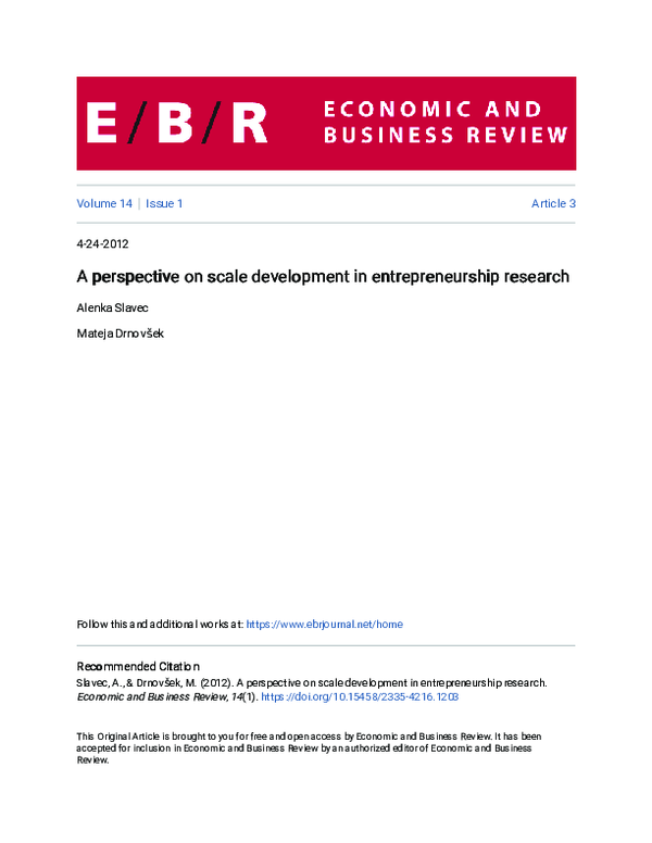 (PDF) A perspective on scale development in entrepreneurship research