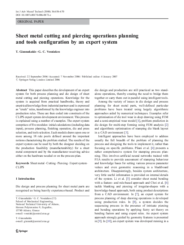(PDF) Sheet metal cutting and piercing operations planning and tools ...