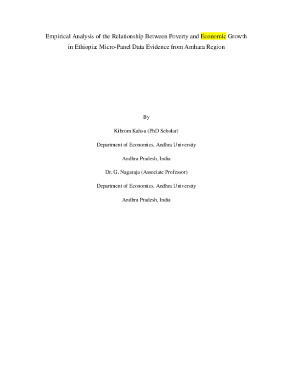 (PDF) Empirical Analysis of the Relationship between Poverty and ...