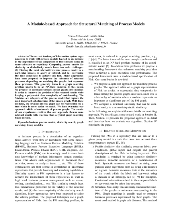 (PDF) A module-based approach for structural matching of process models