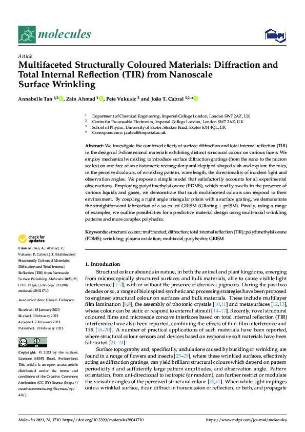 (PDF) Multifaceted Structurally Coloured Materials: Diffraction and Total Internal Reflection ...
