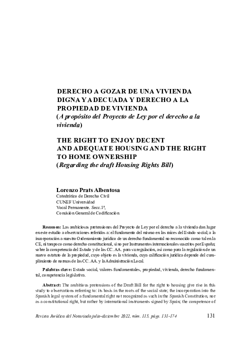 (PDF) Derecho a disfrutar de una vivienda digna y adecuada y derecho a la propiedad de vivienda ...