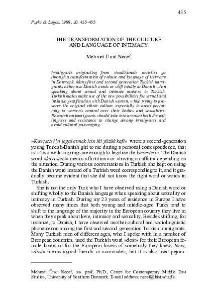 (PDF) The Transformation of the Culture and Language of Intimacy