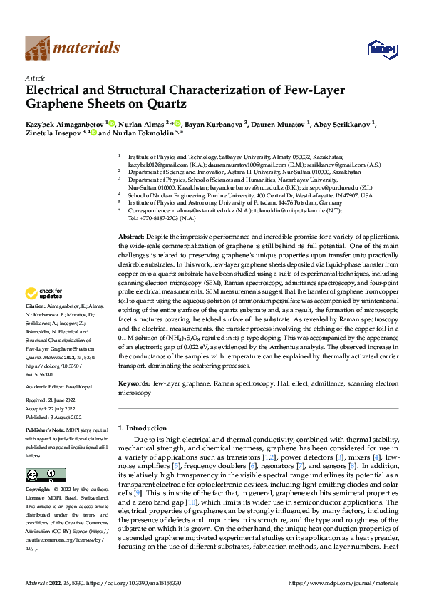 (PDF) Electrical and Structural Characterization of Few-Layer Graphene ...