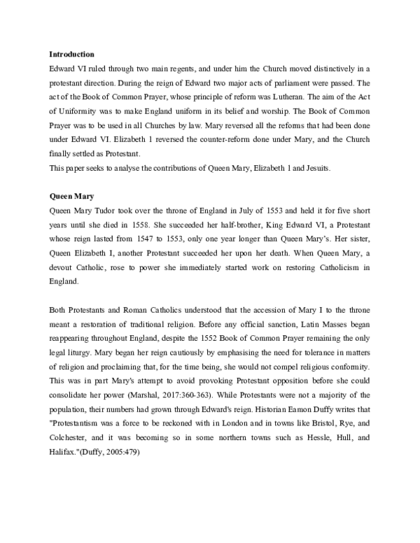 (DOC) This paper seeks to analyse the contributions of Queen Mary ...