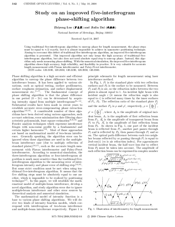 (PDF) Study on an improved five-interferogram phase-shifting algorithm