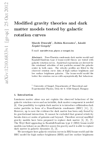 Pdf Modified Gravity Theories And Dark Matter Models Tested By