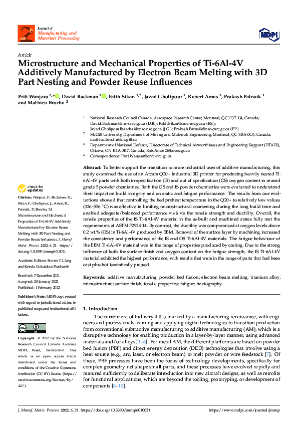 (PDF) Microstructure and Mechanical Properties of Ti-6Al-4V Additively Manufactured by Electron ...