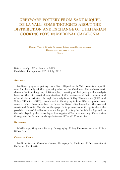 (PDF) Distribution and Exchange of Medieval Cooking Pots in Catalonia