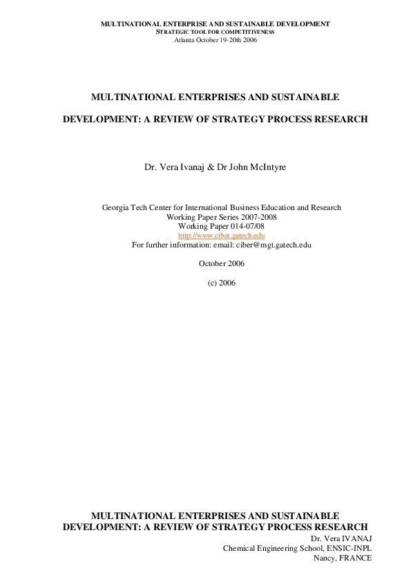 (PDF) Multinational Enterprises and Sustainable Development: A Review ...