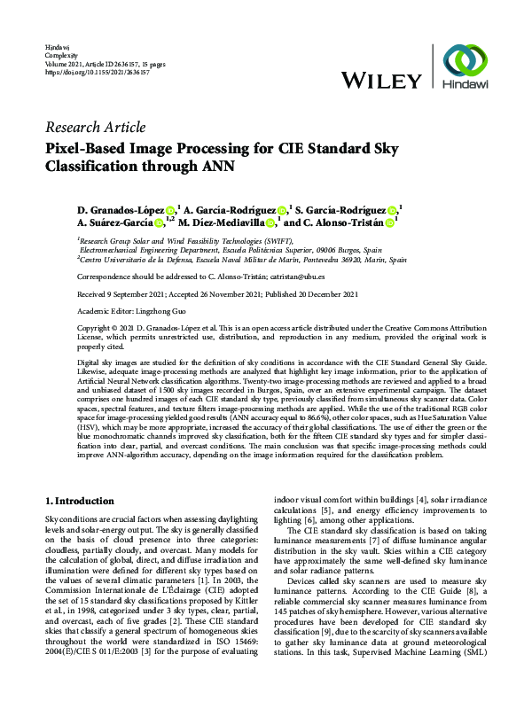 (PDF) Pixel-Based Image Processing for CIE Standard Sky Classification ...