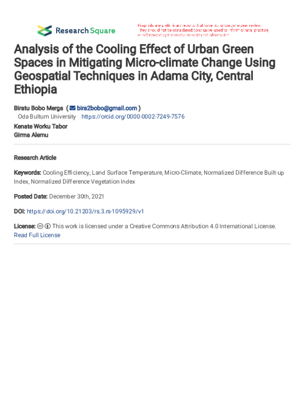 Pdf Spatial Configuration And Extent Explains The Urban Heat Mitigation Potential Due To Green